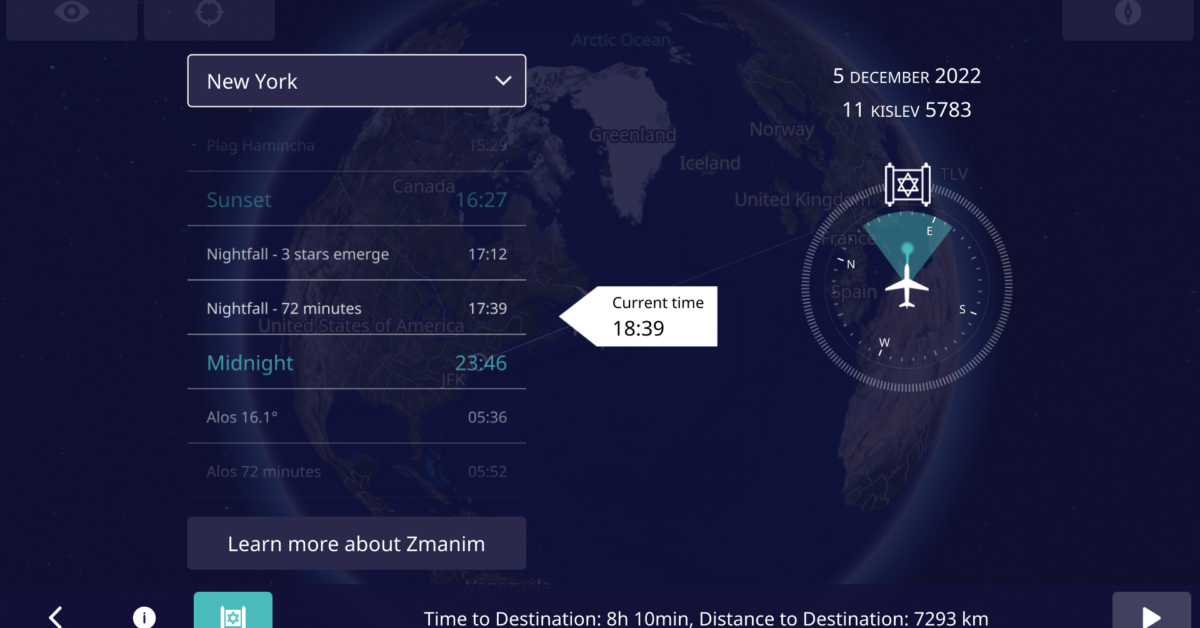 KosherJava Powers Zmanim on El Al Flights – KosherJava